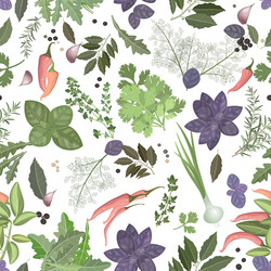 Seamless texture of herbs and spices Royalty Free Vector