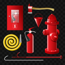 Firefighting equipments set Royalty Free Vector Image