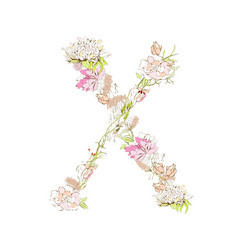 Floral font letter x Royalty Free Vector Image