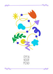 Open your mind poster design abstract shapes Vector Image