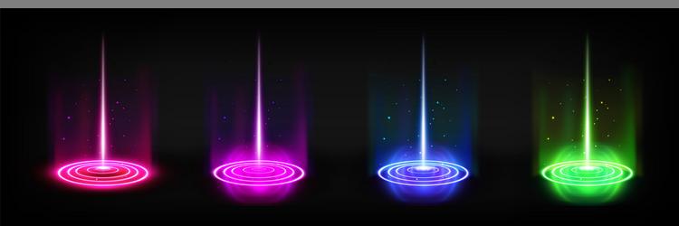 Red light game circle portal with hologram effect Vector Image