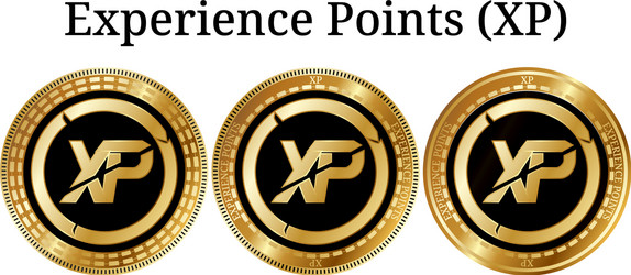 Set of physical golden coin experience points xp Vector Image