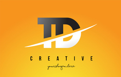 Td t d letter logo design with swoosh and black Vector Image