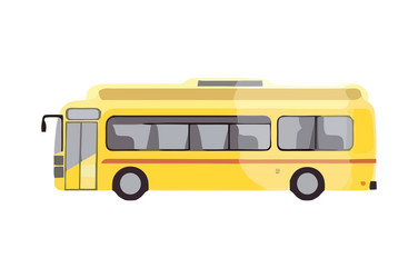 Yellow tour bus in flat style Royalty Free Vector Image