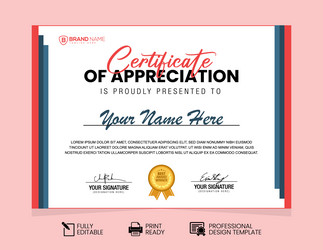 Certificate of appreciation design template Vector Image