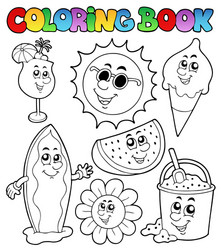 Coloring book with swimming kids Royalty Free Vector Image