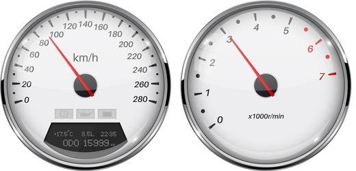 Futuristic car speedometer gauge dials neon led Vector Image