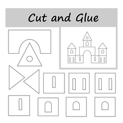 Diy worksheet color cut and glue Royalty Free Vector Image