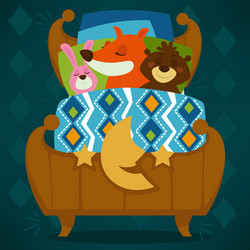 Set of cute cartoon forest animals Royalty Free Vector Image