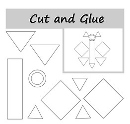 Diy worksheet color cut and glue Royalty Free Vector Image