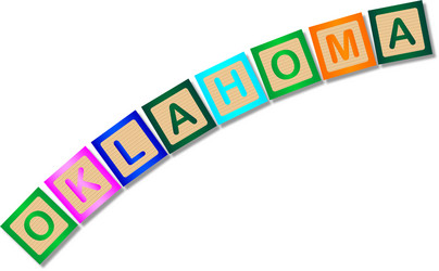 Oklahoma wooden block letters Royalty Free Vector Image