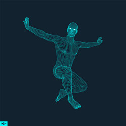 3d wireframe human body t-pose front view Vector Image