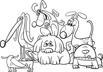 Cartoon dogs for coloring book or page Royalty Free Vector