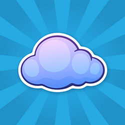 0734 sticker sun cloud Royalty Free Vector Image