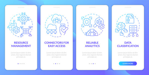 Data lake use cases blue gradient mobile app Vector Image