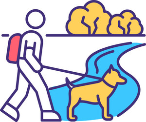 Man walking dog pet owner icon Royalty Free Vector Image