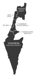 Israel map with labels including gaza strip Vector Image