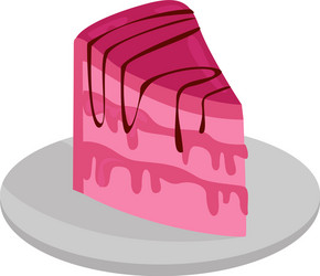 Slice of pink cake on a white background Vector Image