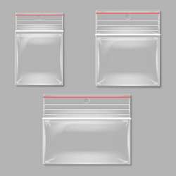 Ziplock plastic packets 3d realistic set Vector Image