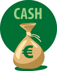 Bank cash money bag icon cartoon style Royalty Free Vector