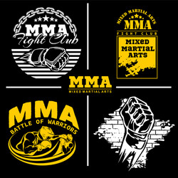 Mma mixed martial arts emblem badges - set Vector Image