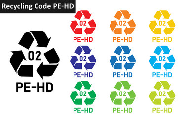 Pe-hd plastic recycling code icon set Royalty Free Vector