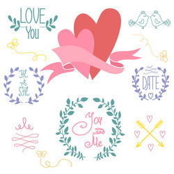 Wedding graphic set wreath flowers arrows Vector Image