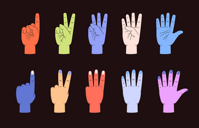 Fingers sign two 2 number on hands Royalty Free Vector Image