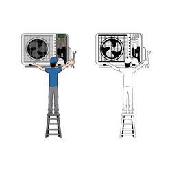 Hvac service cartoon character design Royalty Free Vector