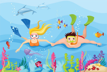 Little boy diving in the sea Royalty Free Vector Image