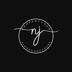 Nj initial handwriting logo with circle template Vector Image