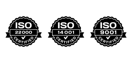 Iso certified monochrome square stamps set Vector Image