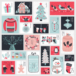 Christmas advent calendar winter holidays poster Vector Image