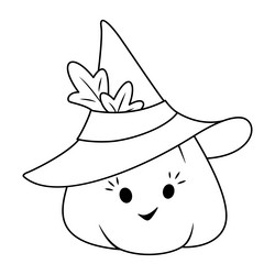 Cute halloween with pumpkin coloring page Vector Image