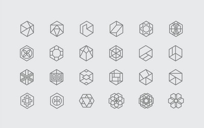 24 hexagon shape designs Royalty Free Vector Image