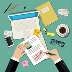 Job interview concept businessman cv resume work Vector Image