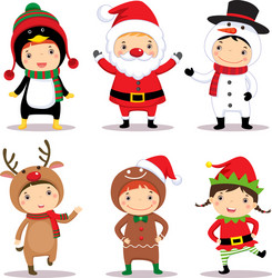 Cute kids wearing christmas costumes Royalty Free Vector