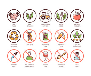 Food quality icon set Royalty Free Vector Image