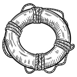 Set of lifebuoy with rope isolated sketch hand Vector Image