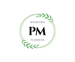 Pm initials letter wedding monogram logos Vector Image