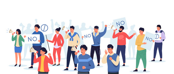 Silhouette of protest people crowd Royalty Free Vector Image