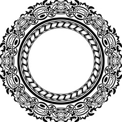 Black circle frame with ornamental border Vector Image