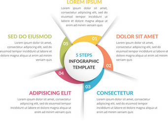 Five elements flowchart slide template Royalty Free Vector
