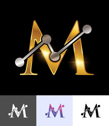 Golden monogram circle logo initial letter m Vector Image