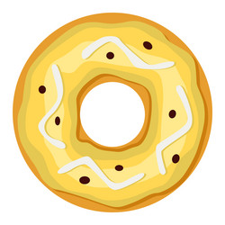 Donut top view sweet dessert into glaze for menu Vector Image