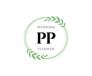 Pp initials letter wedding monogram logos Vector Image