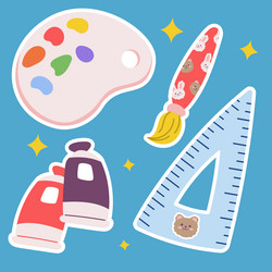 Cute medical sticker set hand drawn healthcare Vector Image