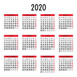 2020 calendar template year planner Royalty Free Vector