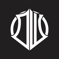 Dw logo monogram with piece circle ribbon style Vector Image