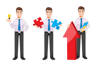Young handsome business man in flat style Vector Image
